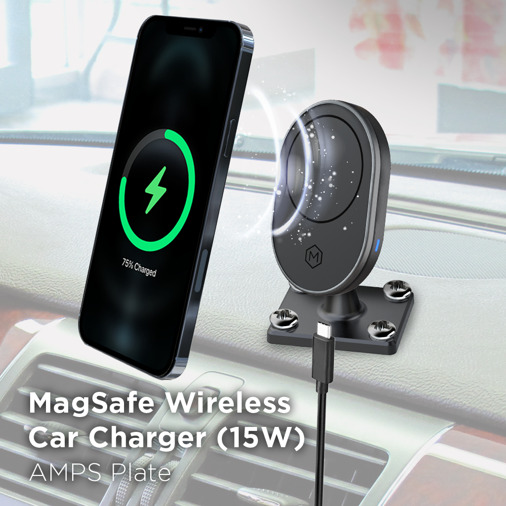 MagSafe Wireless Car Charger Mount with Drill Base AMPS Mounti...